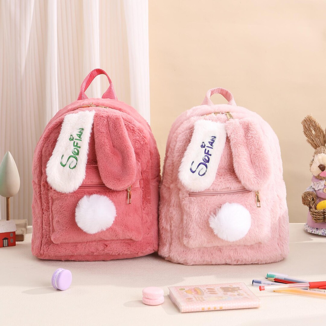 Personalized Kids' Backpack With Name,cute Pink Bunny Backpack,custom ...