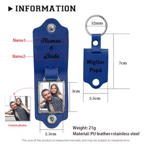 Personalized Leather Keychain for Men,custom Calendar Keychain With Photo,engraved Keyring ...