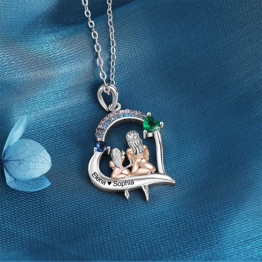 Custom Mother Daughter Necklace, Custom Birthstone Necklace for Mom ...