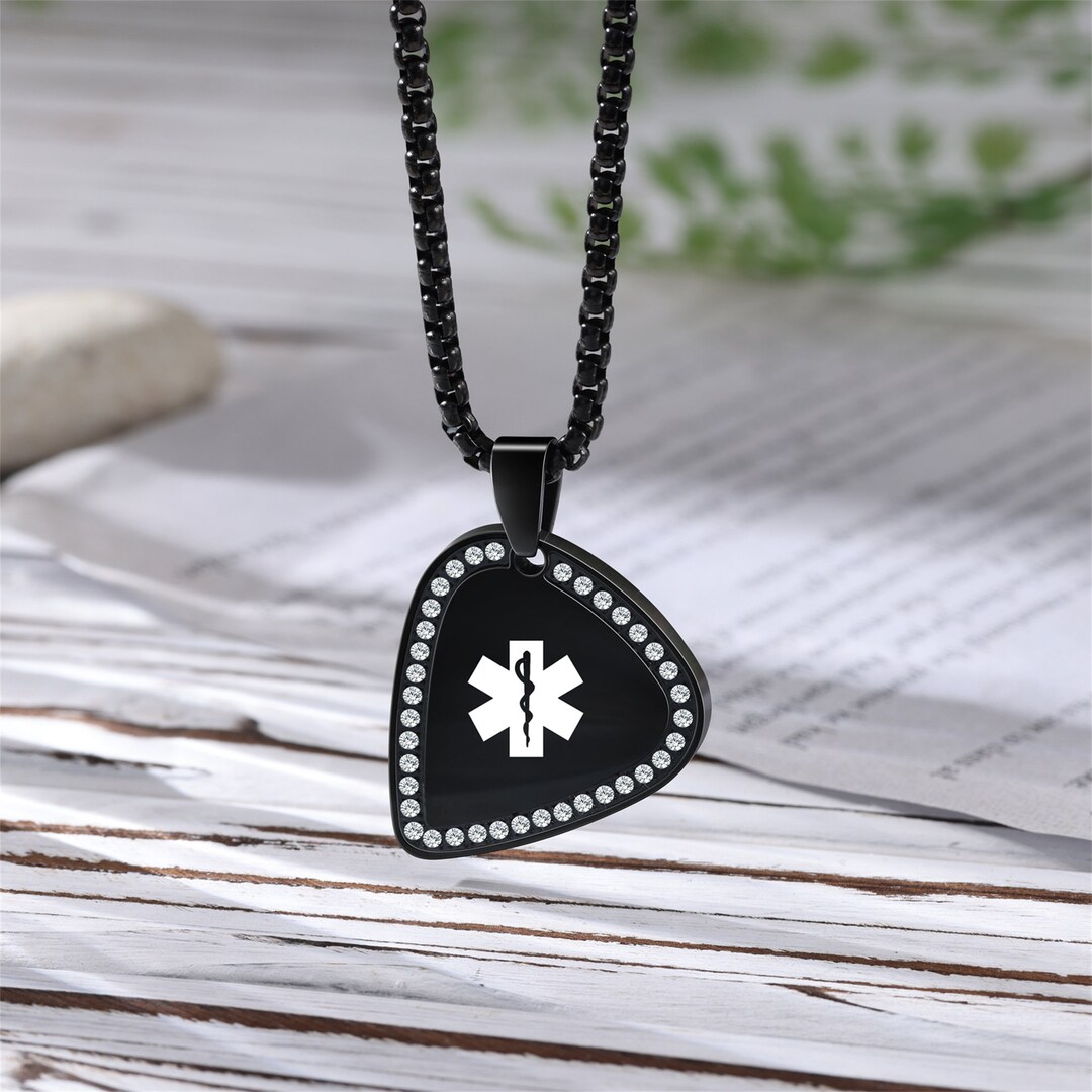 Custom Medical Alert Necklace for Women,personalized Engraved ...