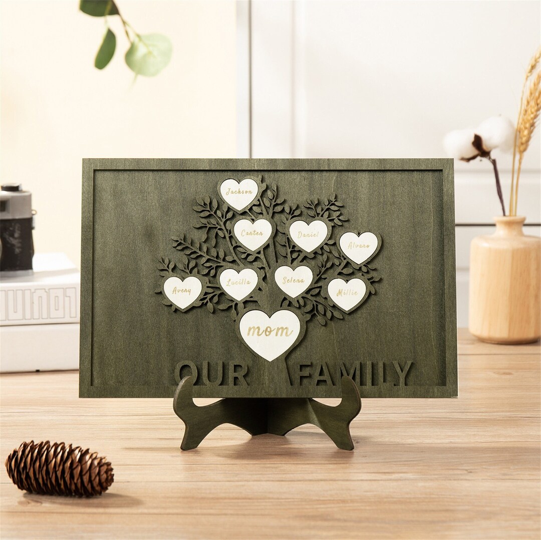 Personalized Wooden Family Tree Gift | Gifts for Mom | Wood Family Sign ...