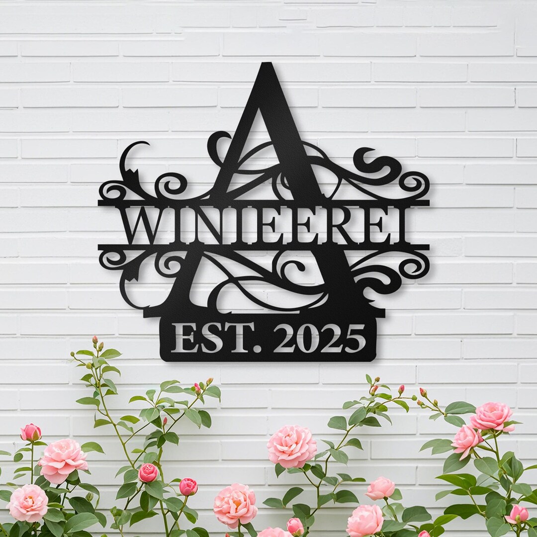Custom Metal Monogram Sign, Personalized Initials Wall Decor, Family ...