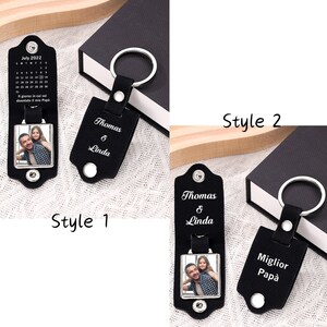 Personalized Leather Keychain for Men,custom Calendar Keychain With Photo,engraved Keyring ...