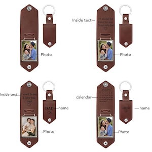Personalized Leather Keychain for Dad,custom Photo Keychain for Father's Day,engraved Leather ...