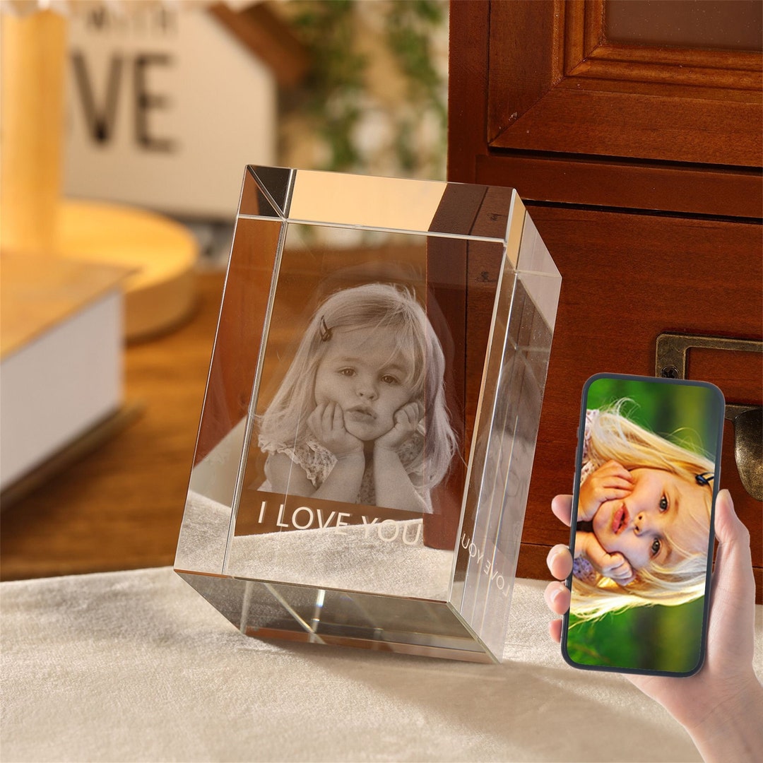 Personalized Family Portrait 3D Crystal,custom 3D Photo Inside Crystal ...