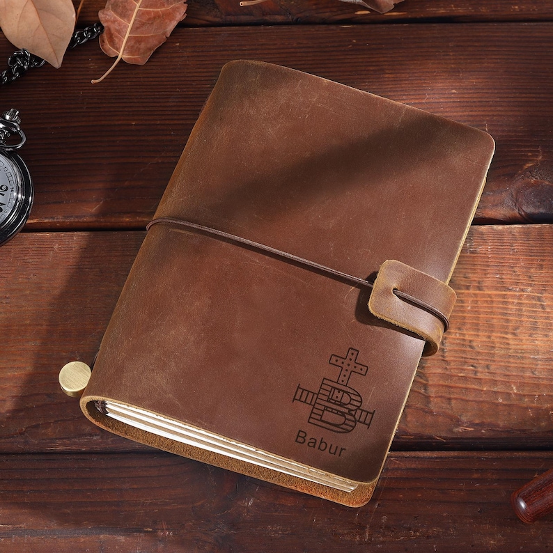 Personalized Engraved Leather Journal for Men, Custom Leather Notebook ...