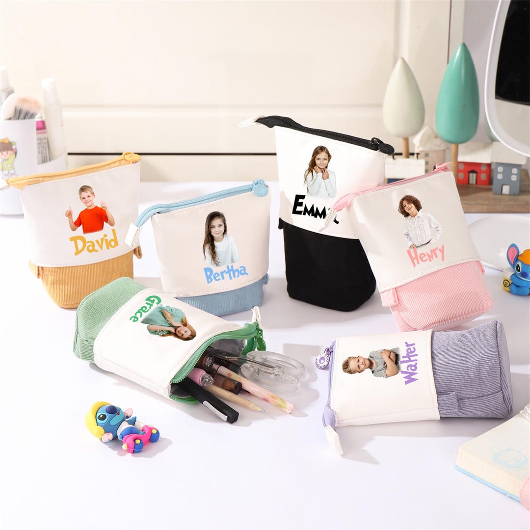 Personalized Leather Pencil Case,custom Photo Pencil Pouch,standing Pen ...