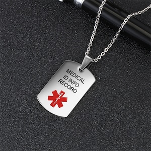 QR Code Medical Alert Necklace for Men, Necklace With Medical ...