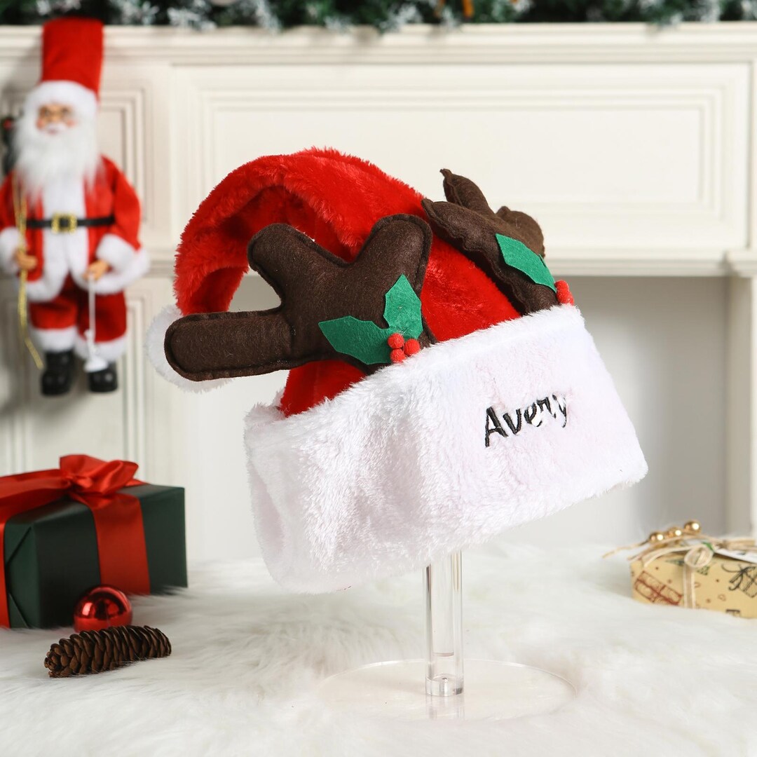 Personalized Christmas Reindeer Hat, Cutsom Name Santa Claus Hat ...