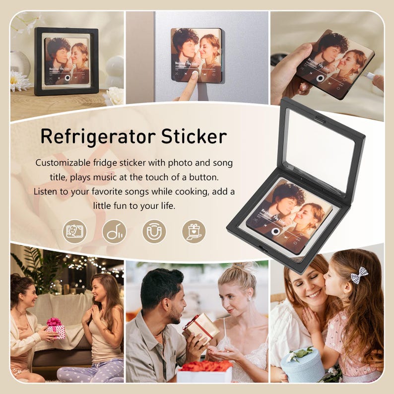 Personalized Music Song Fridge Magnet,custom Photo Music Refrigerator ...