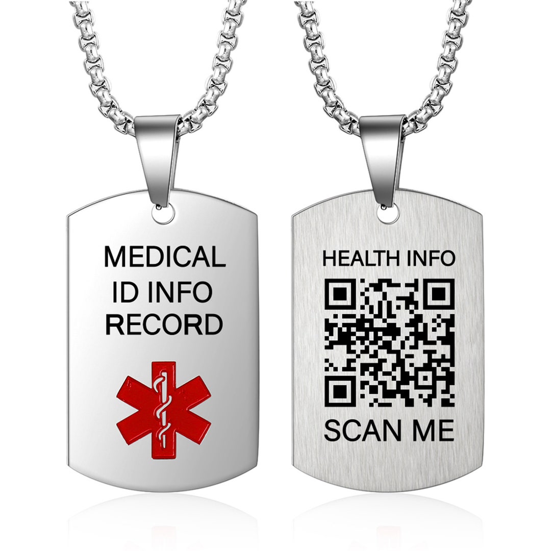 QR Medical Alert Necklace for Men Necklace With Medical ID - Etsy