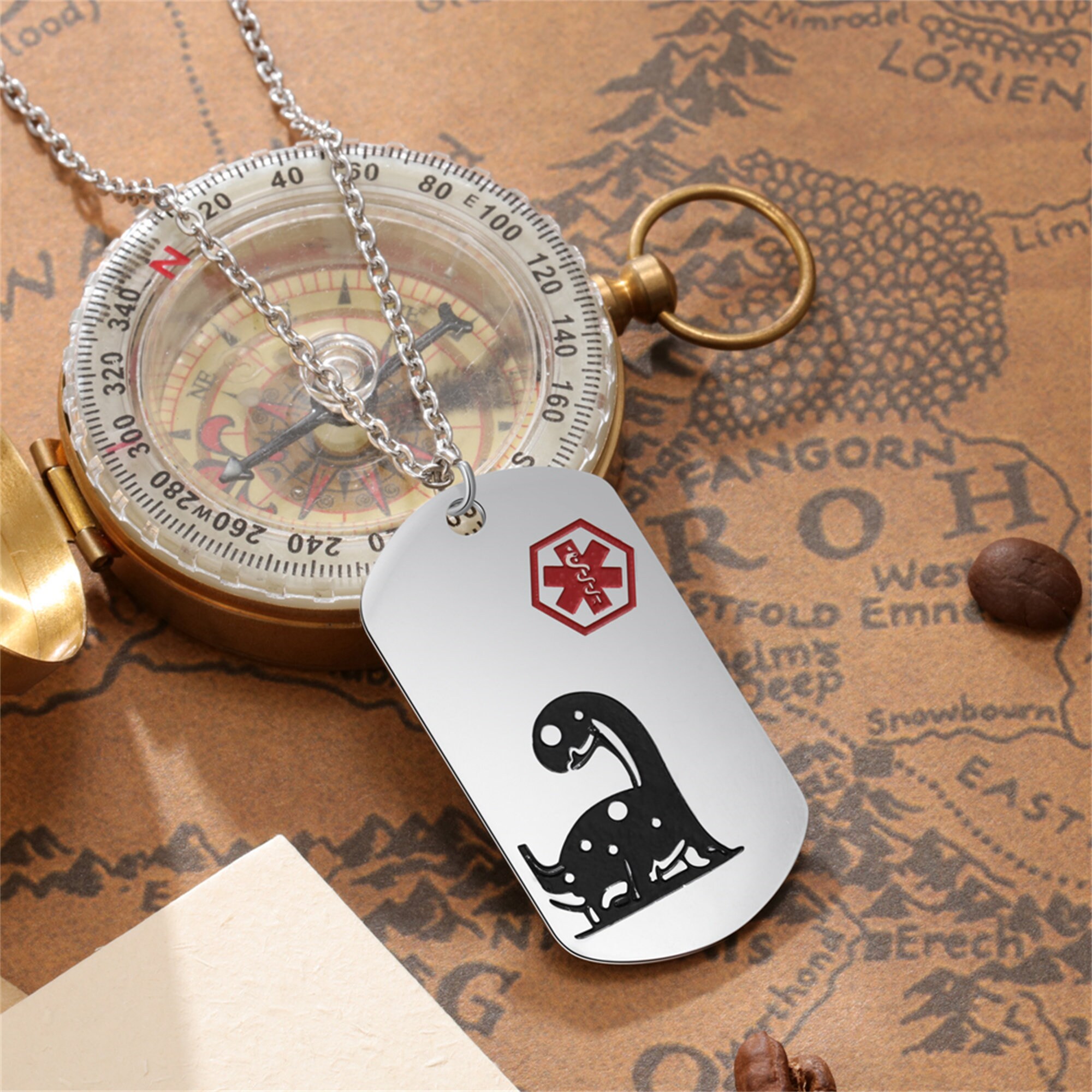 Dinosaurs Medical Alert Necklace for Kids, Medical ID Necklace, Autism ...