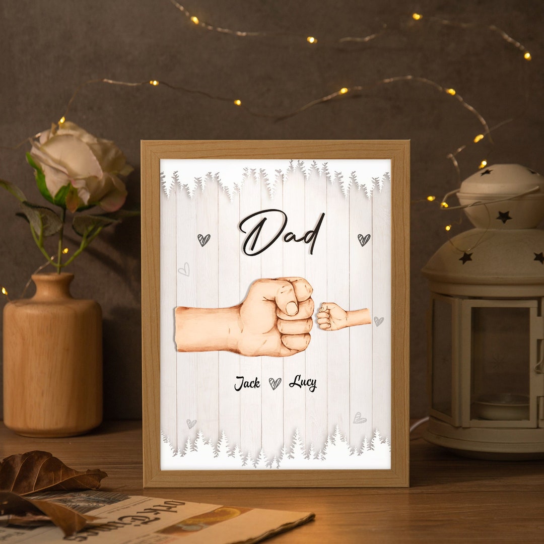 Personalized LED Light Shadow Box for Daddy,custom Fist Bump Family ...