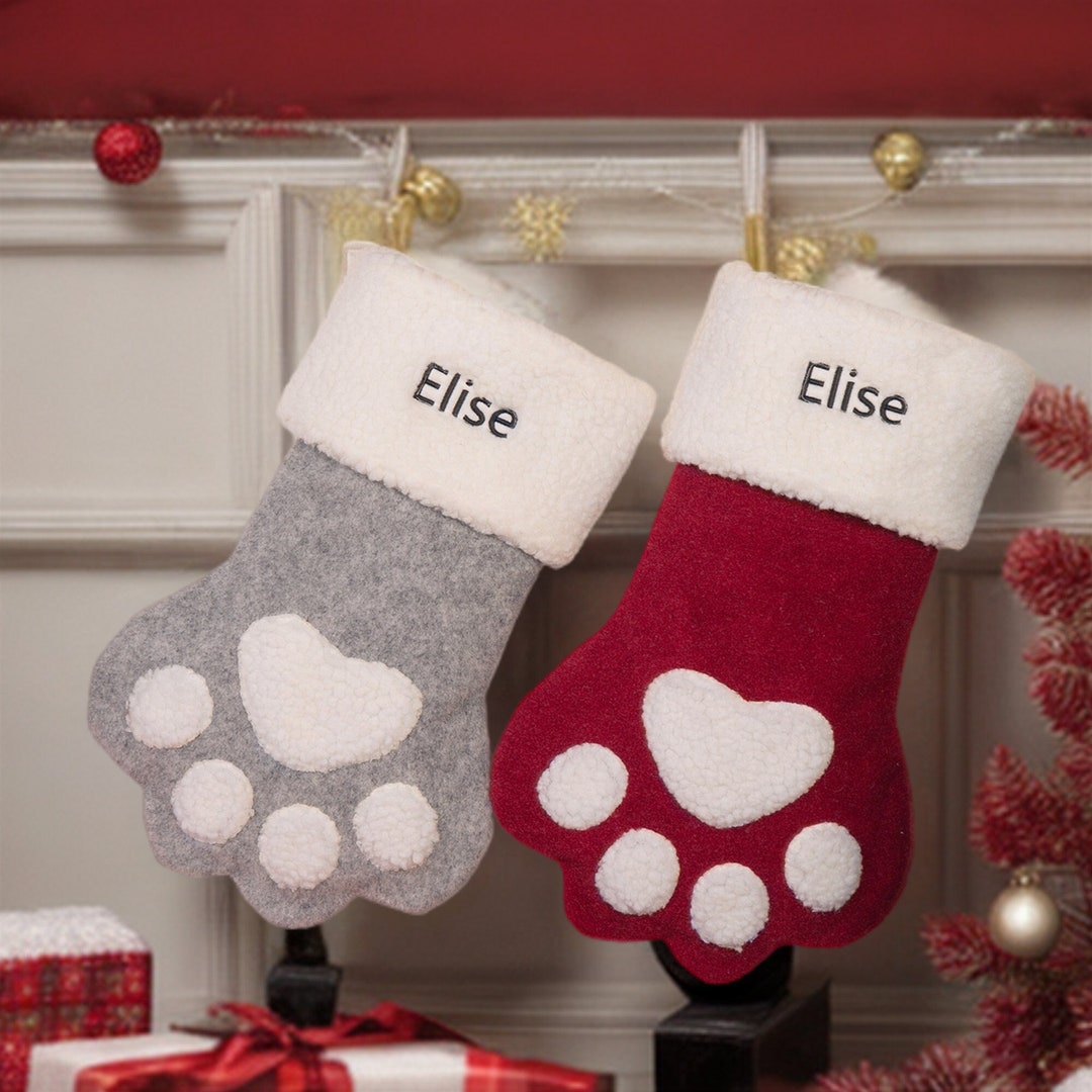 Personalized Pet Paw Christmas Stockingscustom Dog Cat - Etsy UK