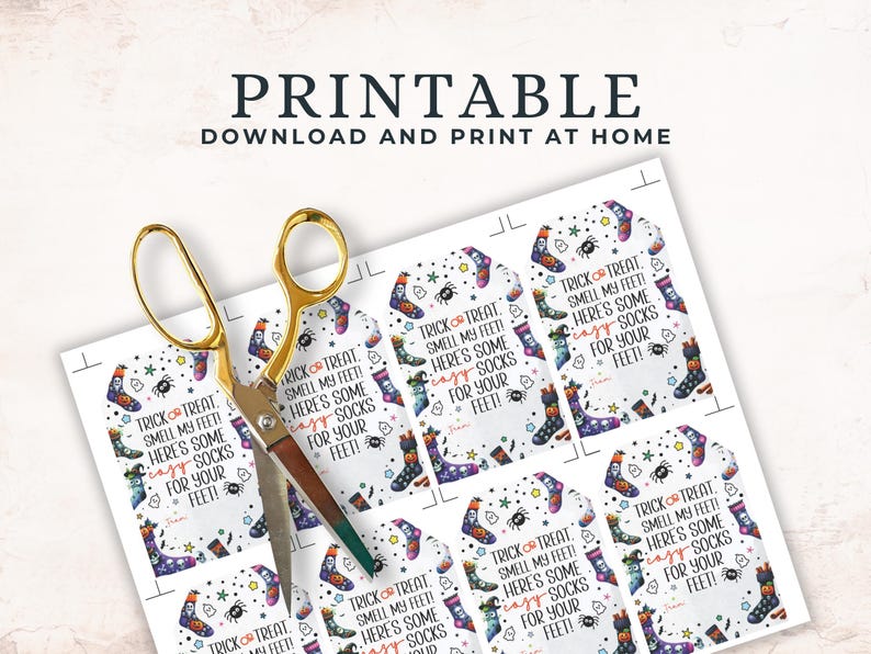 Halloween Socks Gift Tag, Cozy Fall Basket Stuffer (printable) - Etsy