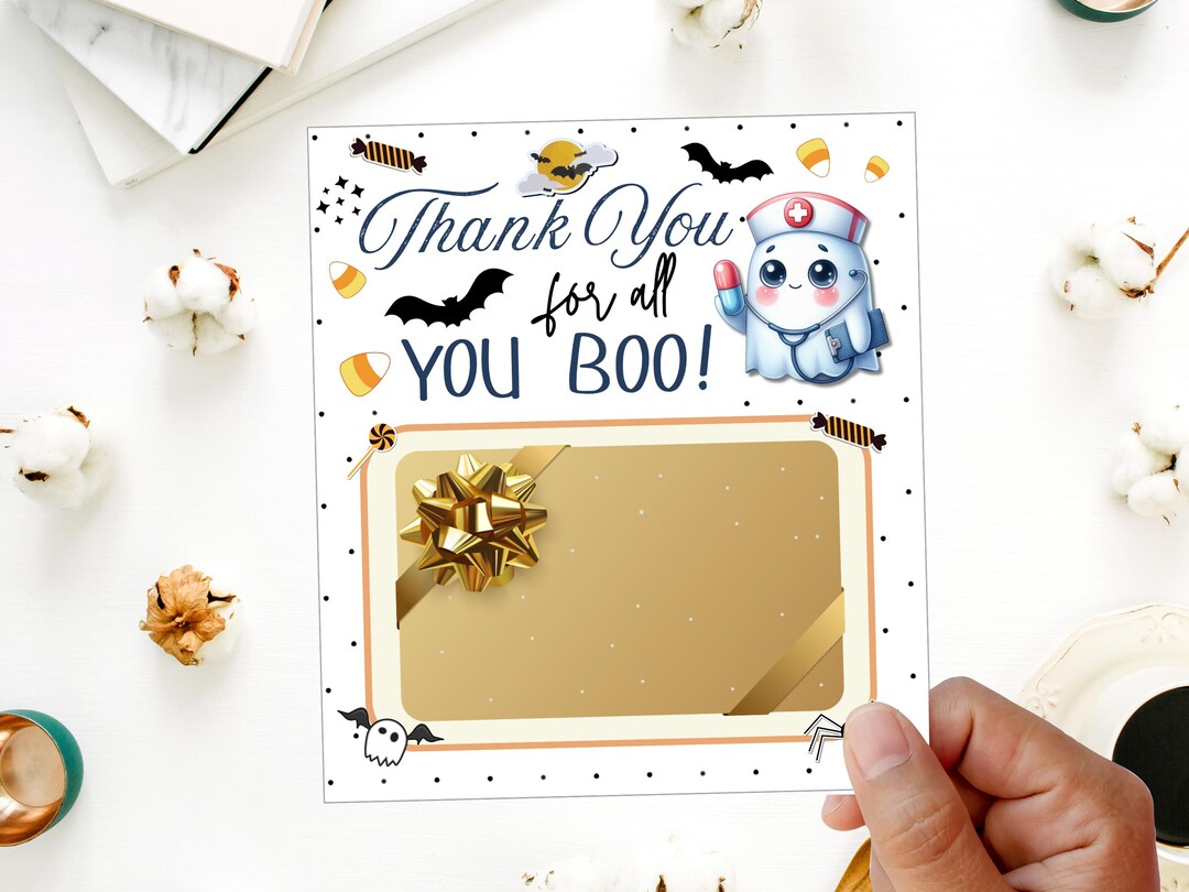 Cute Halloween Editable Gift Card Holder, Thank You for All You Boo ...