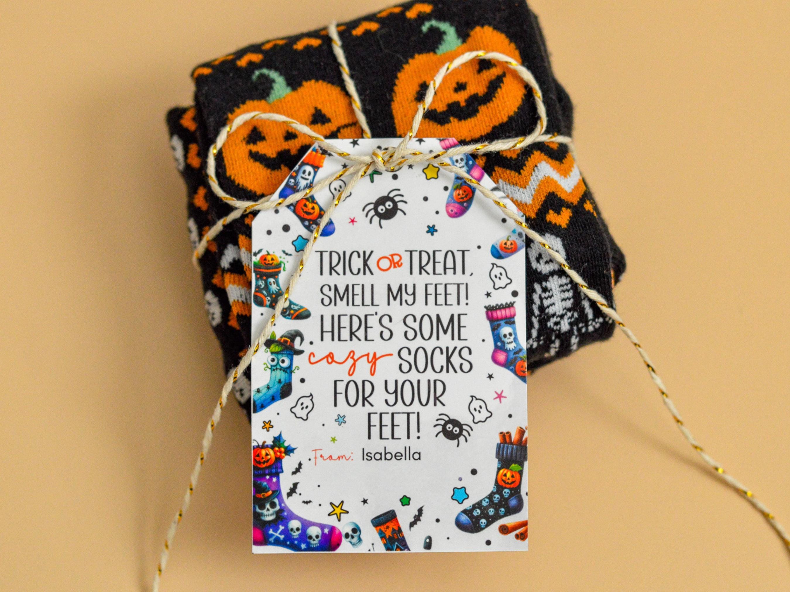 Halloween Socks Gift Tag, Cozy Fall Basket Stuffer (printable) - Etsy