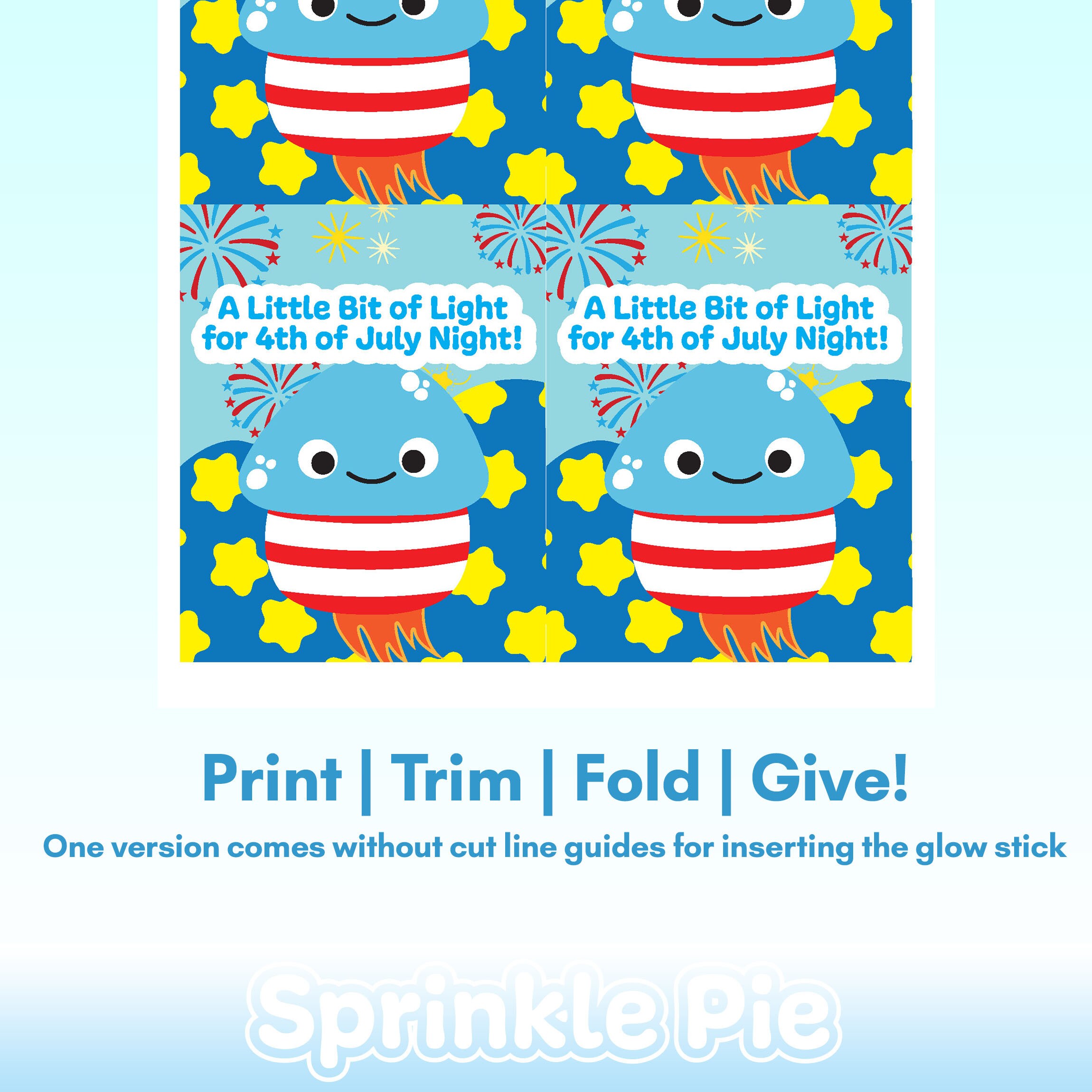 Patriotic Fourth of July Glow Light Party Favor Cards for Kids ...