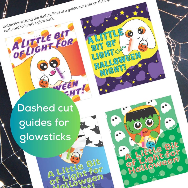 Halloween Glow Stick Cards, Trick or Treat Party Favors (print at Home ...