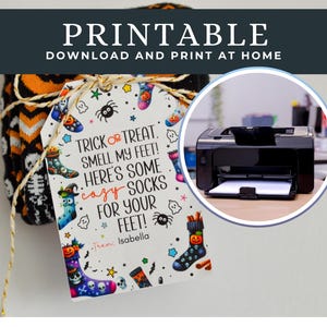 Halloween Socks Gift Tag, Cozy Fall Basket Stuffer (printable) - Etsy