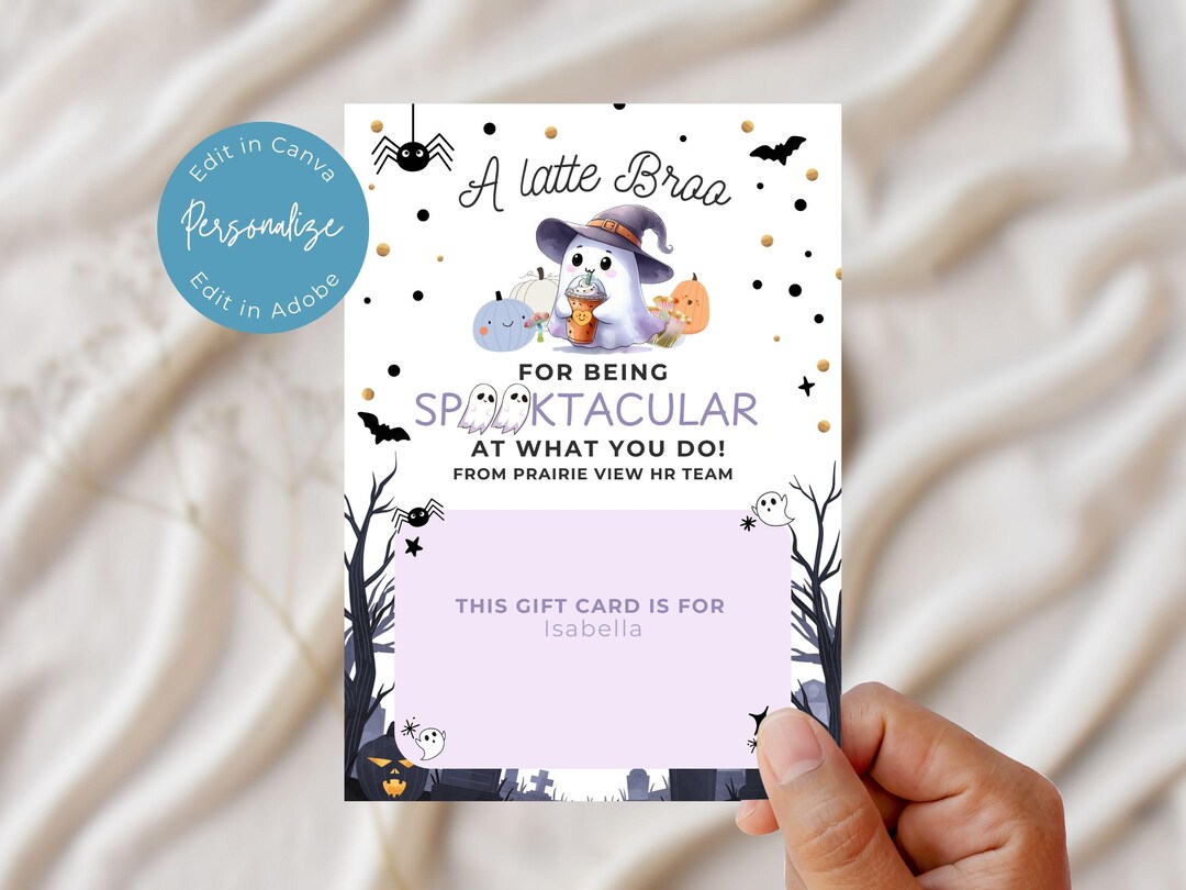 Cute Halloween Coffee Gift Card Holder, Editable Signature Thanks a ...