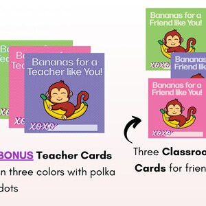 Printable Cute Monkey Classroom Valentines Cards Teacher Valentines ...
