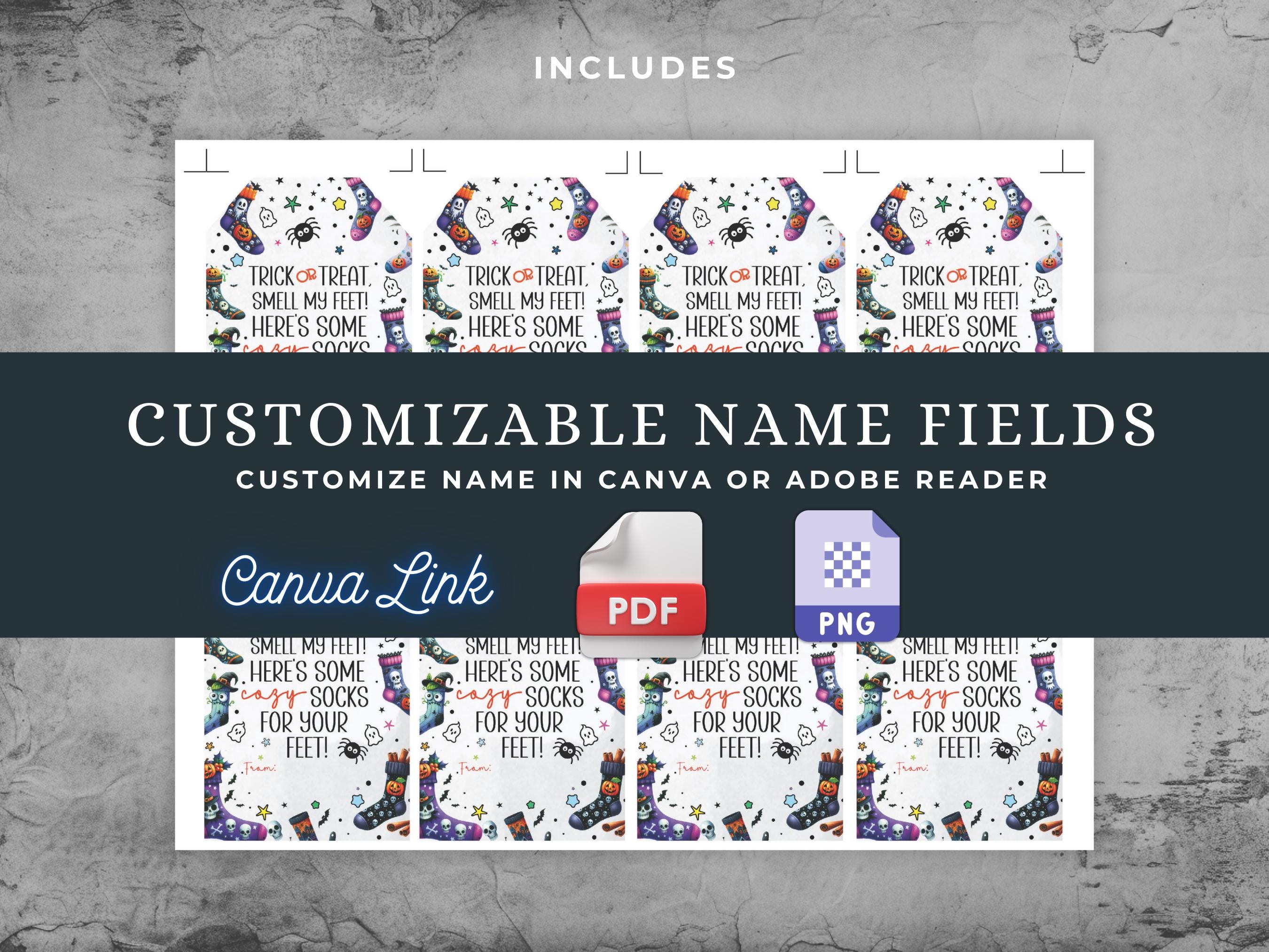 Halloween Socks Gift Tag, Cozy Fall Basket Stuffer (printable) - Etsy