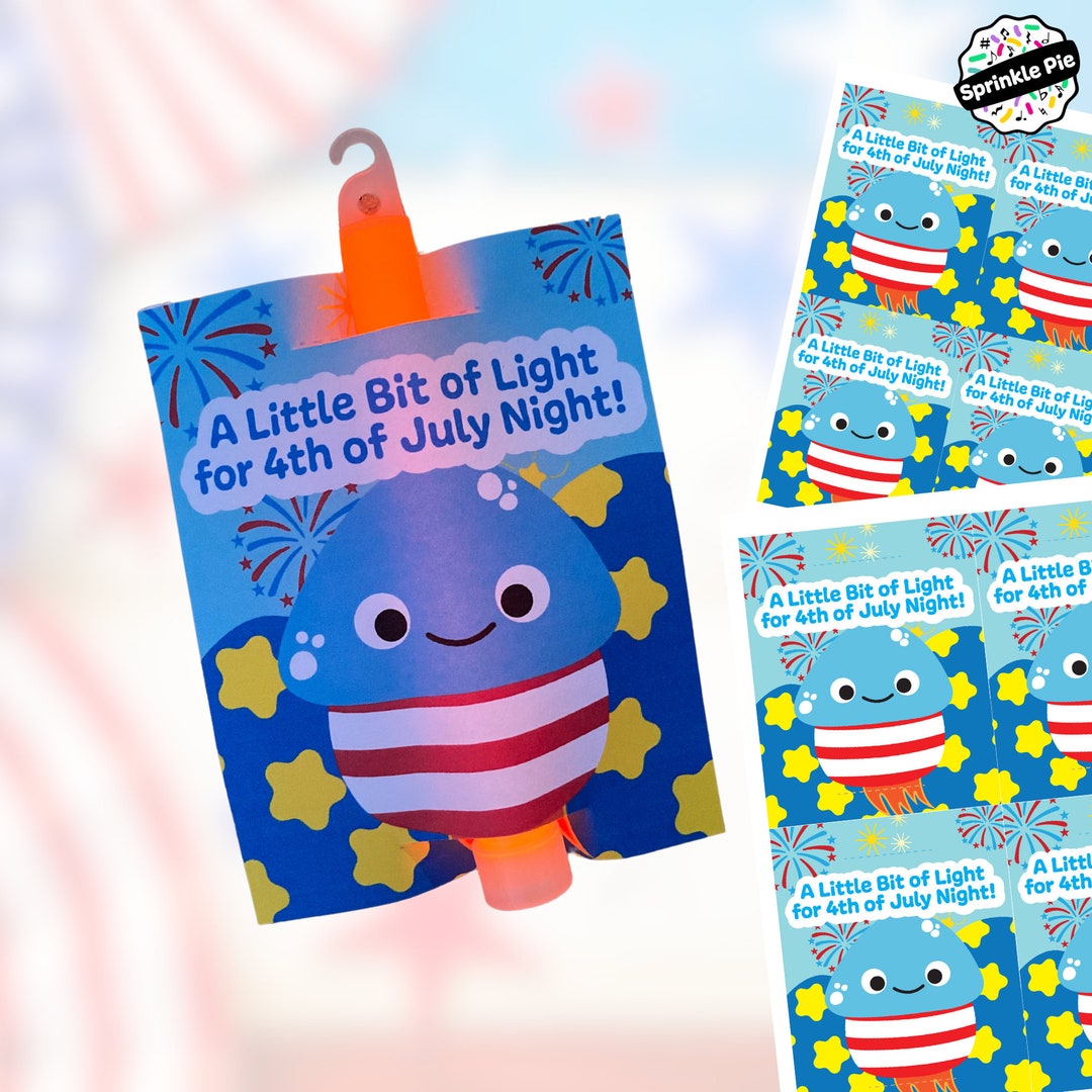 Patriotic Fourth of July Glow Light Party Favor Cards for Kids ...