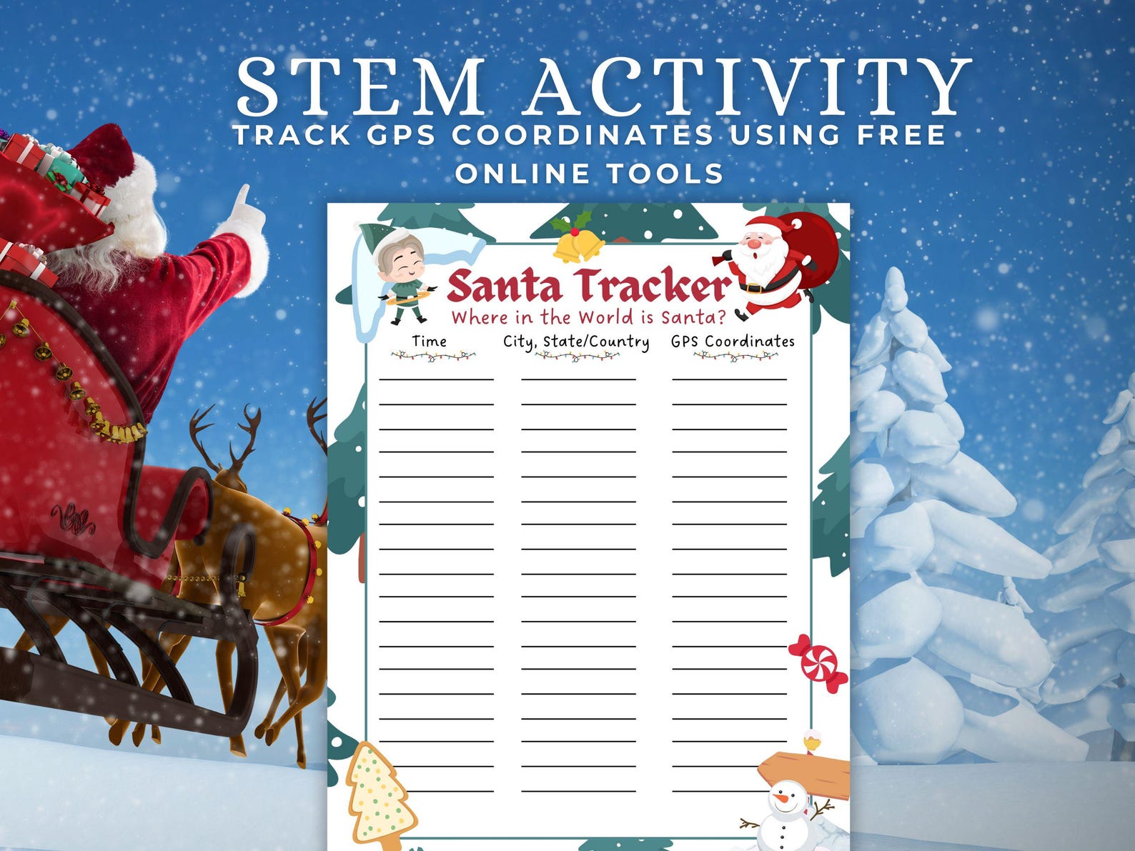 Santa Tracker STEM Christmas Activity | Christmas Printable GPS Santa ...