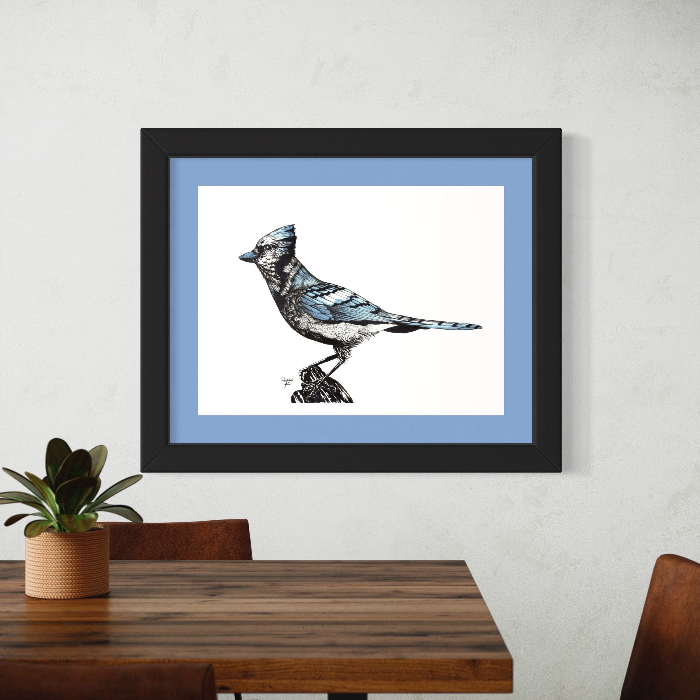 Blue Jay. Hand Drawn Pen and Ink Art. - Etsy