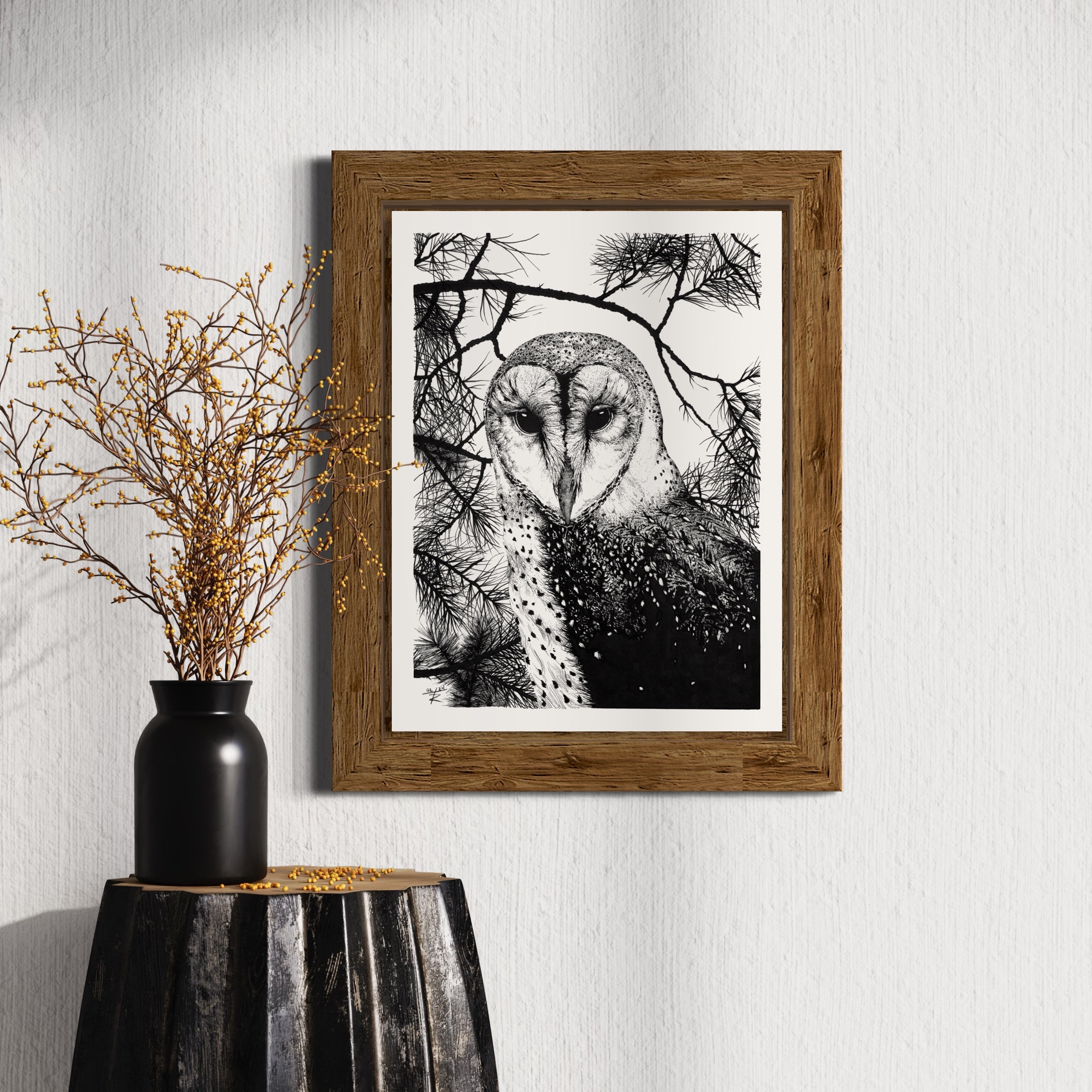 Barn Owl. Hand Drawn Pen and Ink Illustration. - Etsy