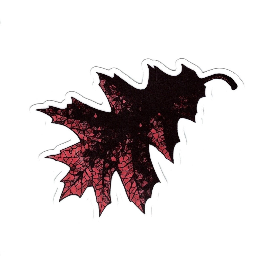 Hand Drawn Red Oak Leaf Vinyl Sticker. Pen and Ink Decal. Indoor ...