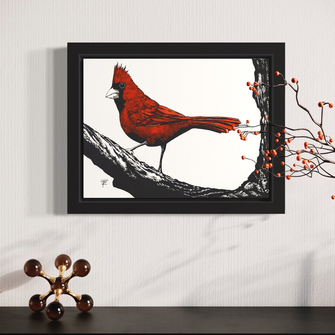 Northern Cardinal Illustration. Hand Drawn Pen and Ink Picture. - Etsy