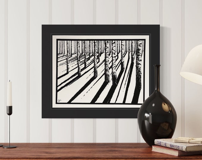 Original Birch Tree Drawing: Handmade Pencil & Ink Artwork. Hand-drawn ...