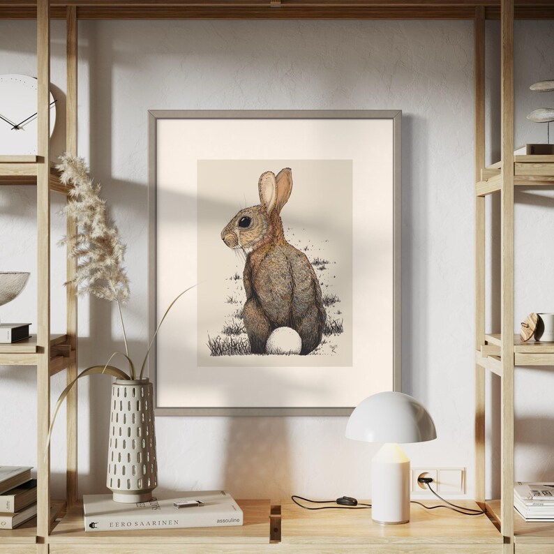Eastern Cottontail Rabbit. Hand Drawn Pen and Ink Illustration. - Etsy