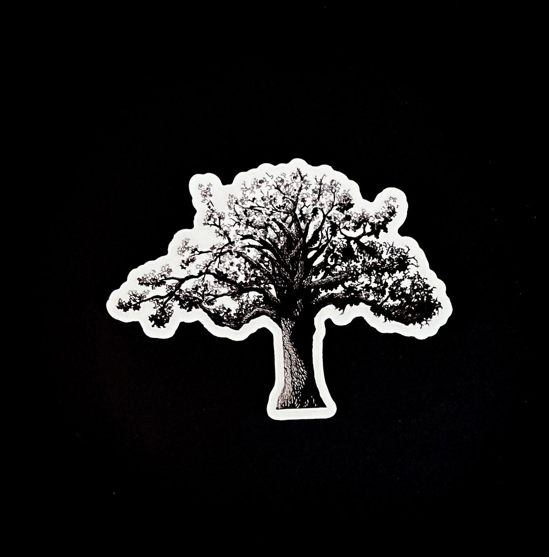 Hand Drawn White Oak Tree Vinyl Sticker. Waterproof, Indoor/outdoor ...
