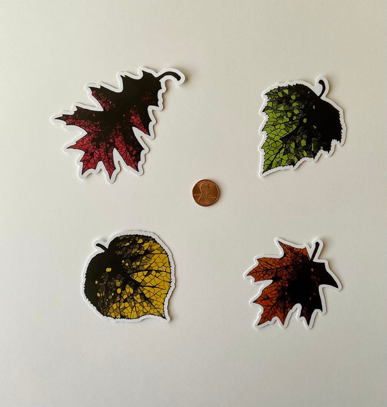 Hand Drawn Red Oak Leaf Vinyl Sticker. Pen and Ink Decal. Indoor ...