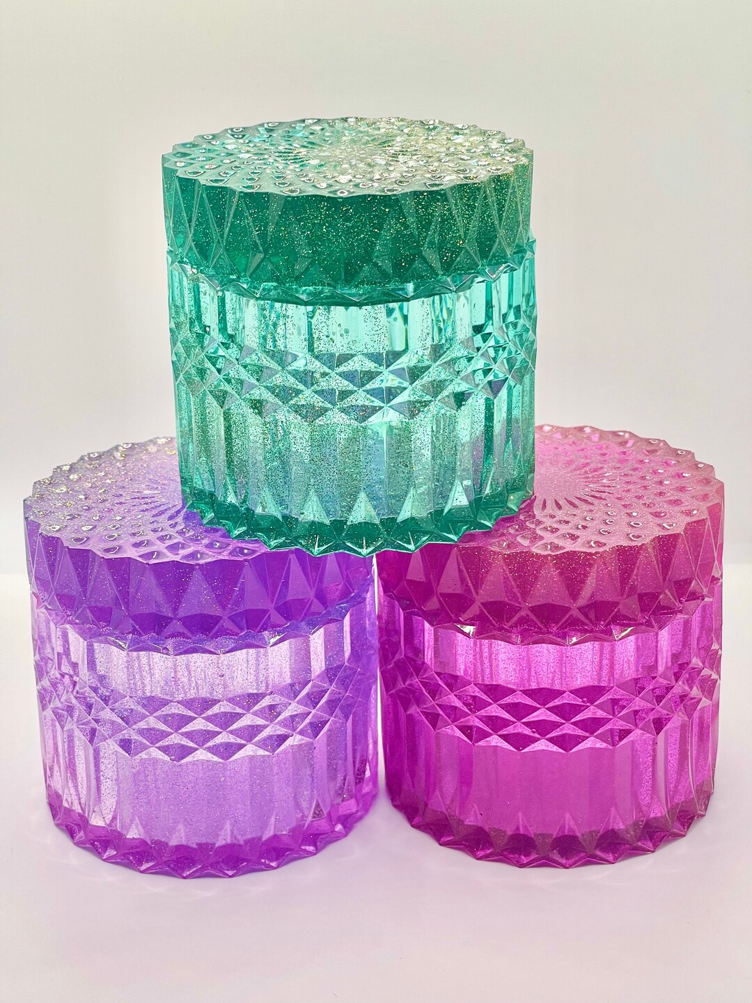 Transluscent Glitter Trinket Jar - Etsy