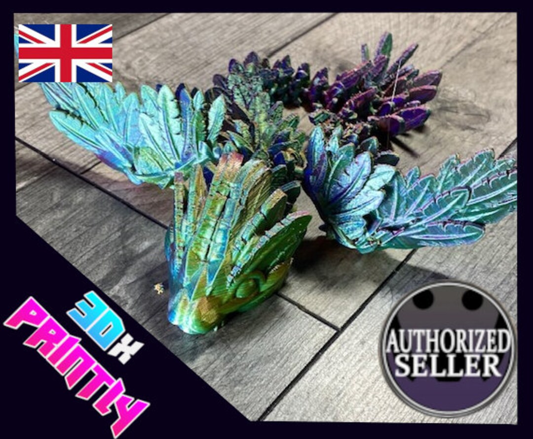 9'' Winged Crystal Dragon Baby - Cinderwind 3D Design - Rainbow / Color ...
