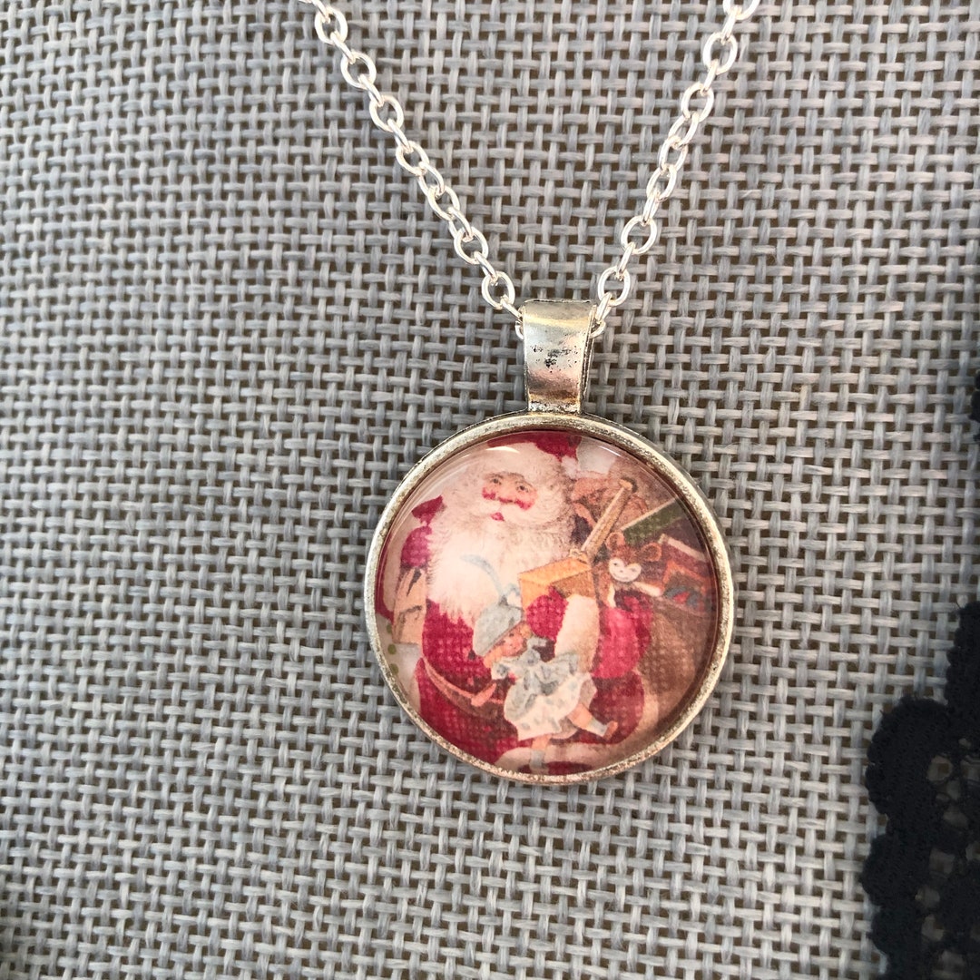 Holiday Glass Pendant Necklace/handmade Holiday Gift/silver Pendant ...
