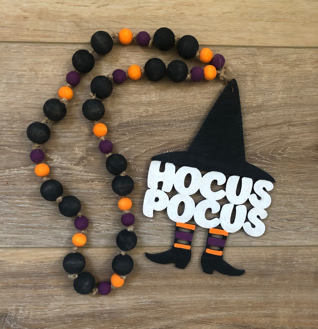 Hocus Pocus Wood Bead Garland Bead Garland Black Beads - Etsy