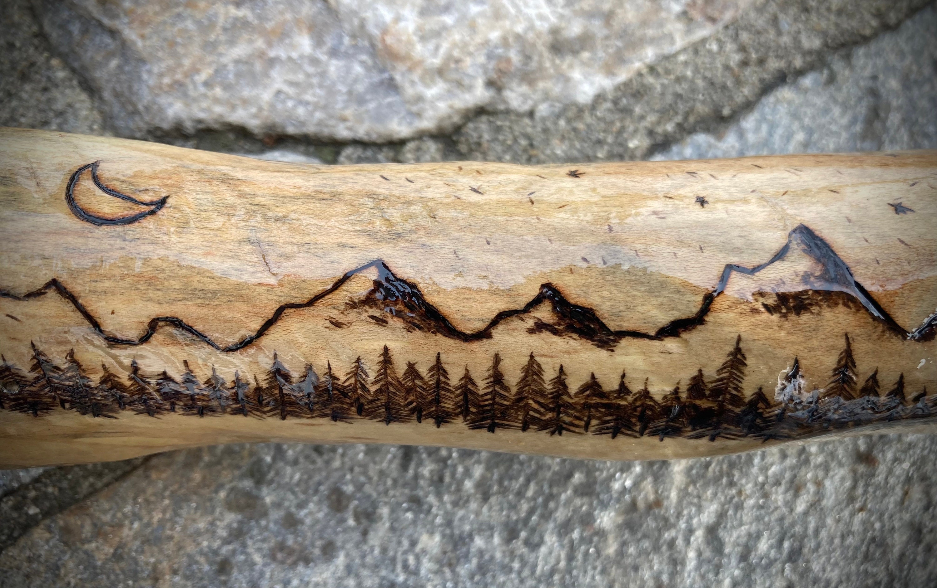 Wood Burned Walking Stick - Etsy
