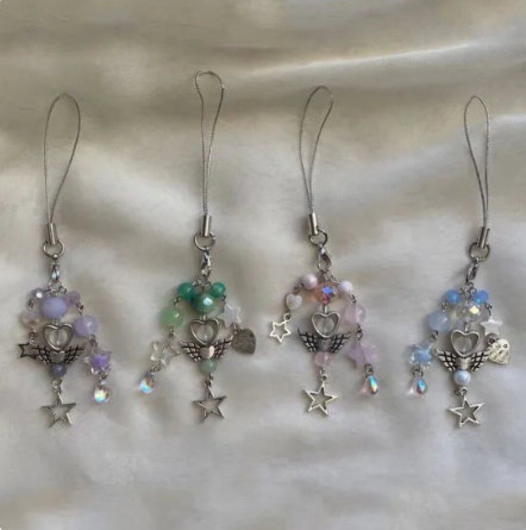 Cell Phone Key Ring Phone Charm Strap, Wrist Strap, Beaded Phone ...