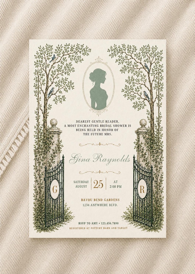 Bridgerton Bridal Shower Invitation Editable Canva Template, Floral ...