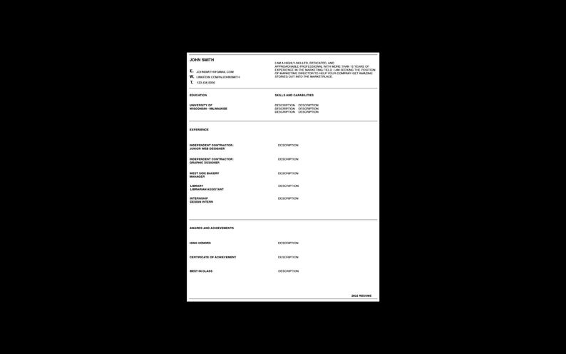 Linear Resume Template - Etsy