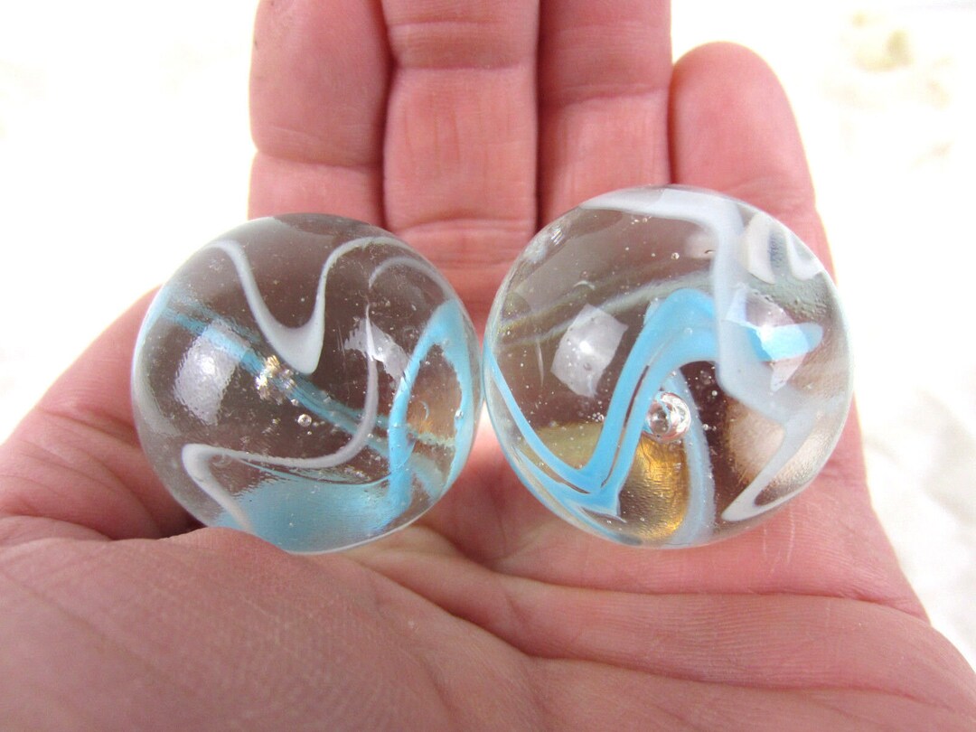 Handmade Boulder Glass Toy Marbles 2 Giant 35mm Michelangelo Marbles ...