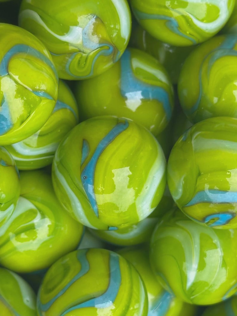 MERMAID Troll Green/blue Glass Marbles 25mm (1 Inch) SHOOTER Taw (lot ...