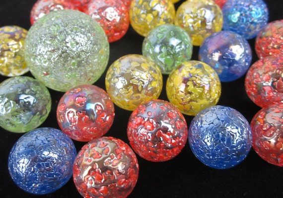 25 Glass Marbles STAR DUST Speckled Glitterbomb Red Green - Etsy