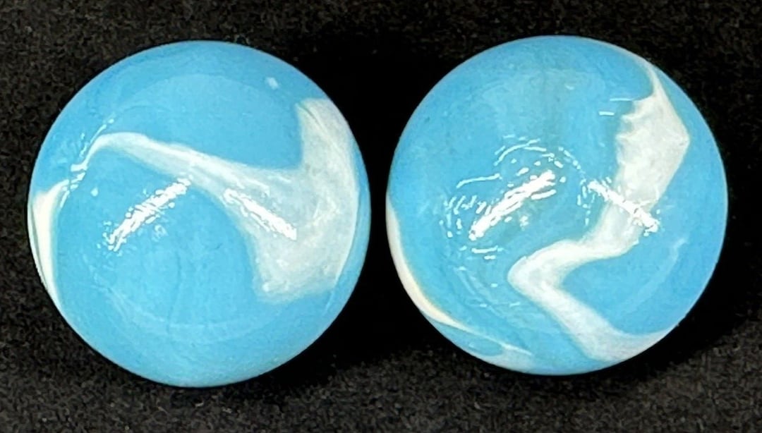 2 Boulders 35mm NEPTUNE Marbles Glass Blue/white LARGE Swirl - Etsy