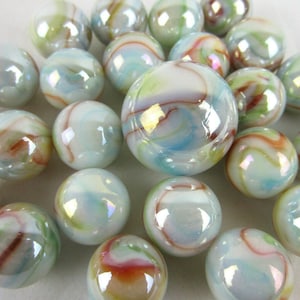 25 Glass Marbles UNICORN Pink/white/orange/blue Game Vtg Style Swirl Shooter - Etsy
